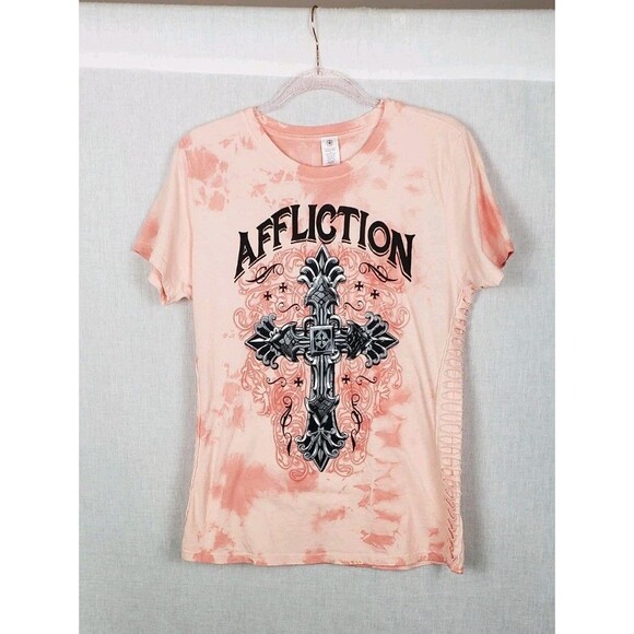 Affliction | Tops | Affliction T Shirt Womens Large Tie Dyed Cross Logo ...